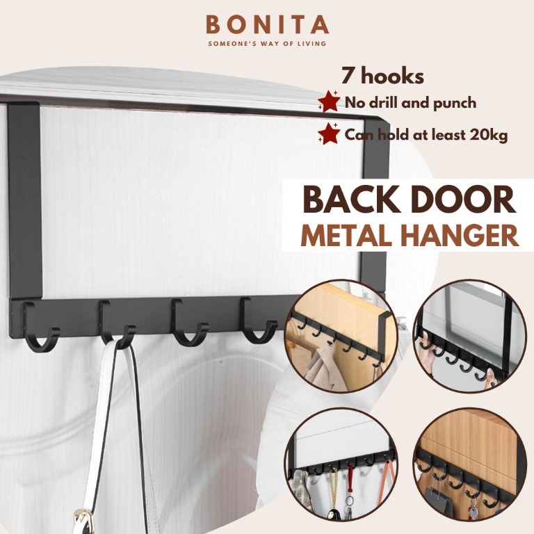 Metal Back Door Hanger Door Hook Non-Drill for Clothes Bag Hat ...