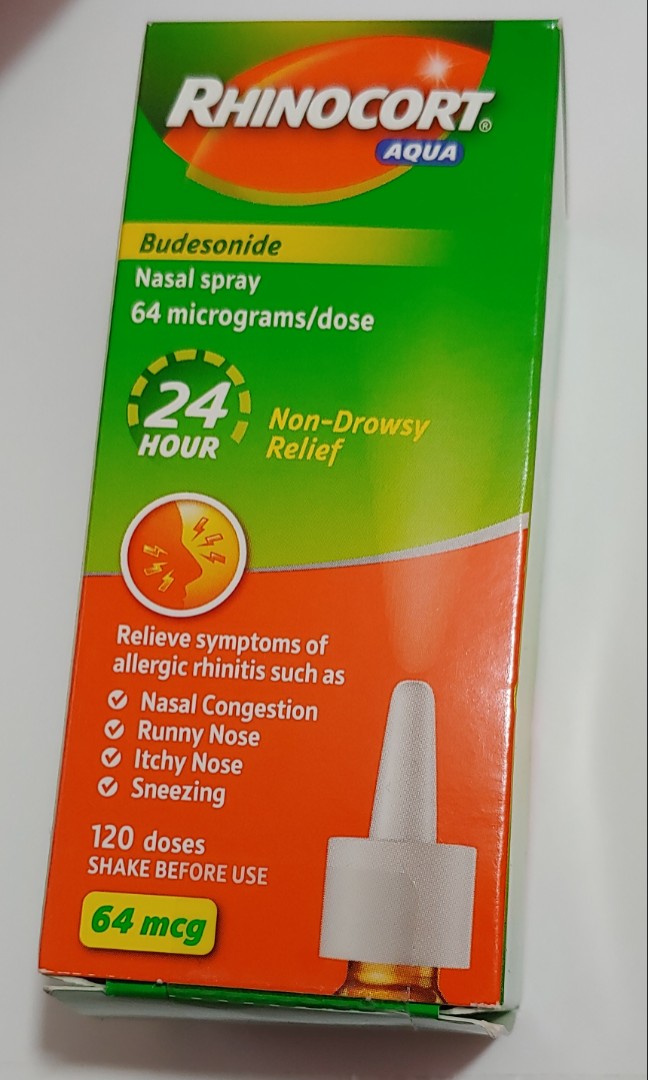 (全新) 鼻敏感噴鼻劑 Rhinocort Aqua Nasal Spray 64mcg, 健康及營養食用品, 醫療用品和工具 - Carousell
