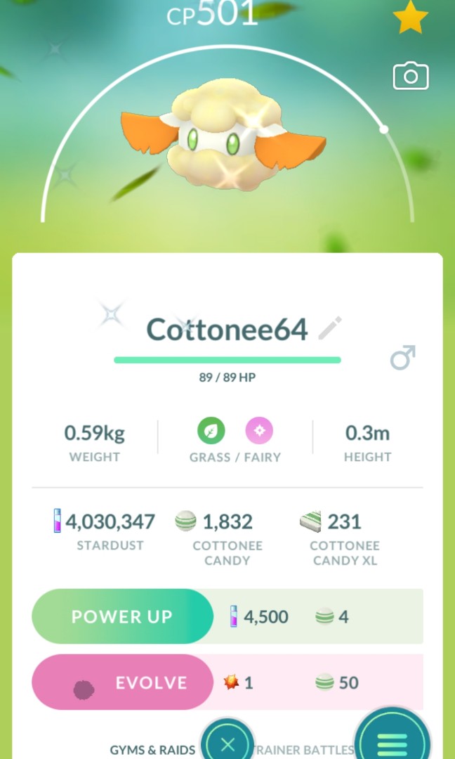 Shiny Cottonee! Pokemon GO, Video Gaming, Gaming Accessories, In-Game ...