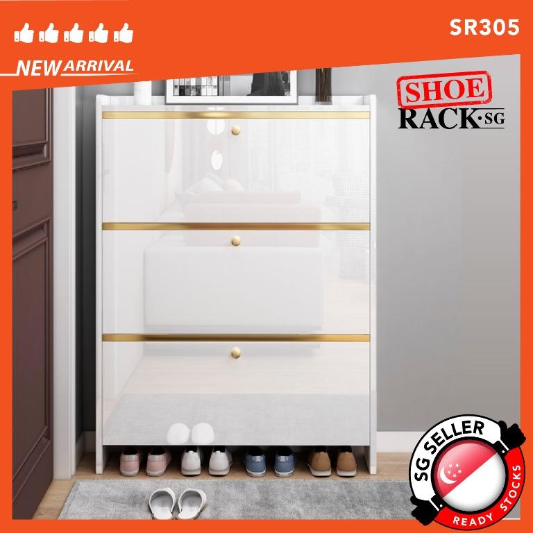 SR-305 Glossy White Shoe Rack / Shoe Cabinet / Shoe Shelves, Furniture ...