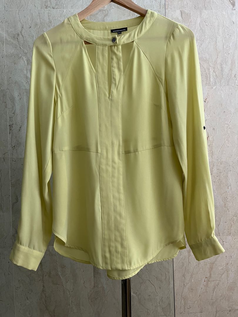 Warehouse top- soft lime green color S, Women's Fashion, Tops, Blouses ...