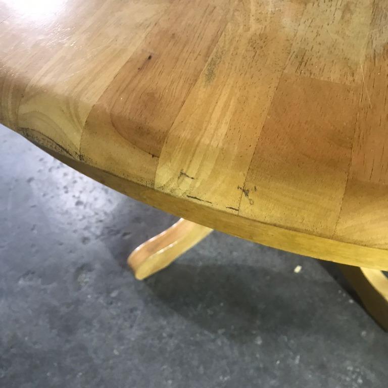 Wooden Round Dining Table / Meja Makan Bulat Kayu, Furniture & Home ...