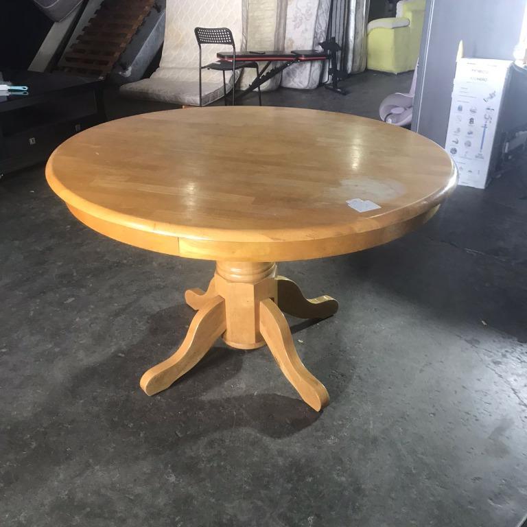 Wooden Round Dining Table / Meja Makan Bulat Kayu, Furniture & Home ...