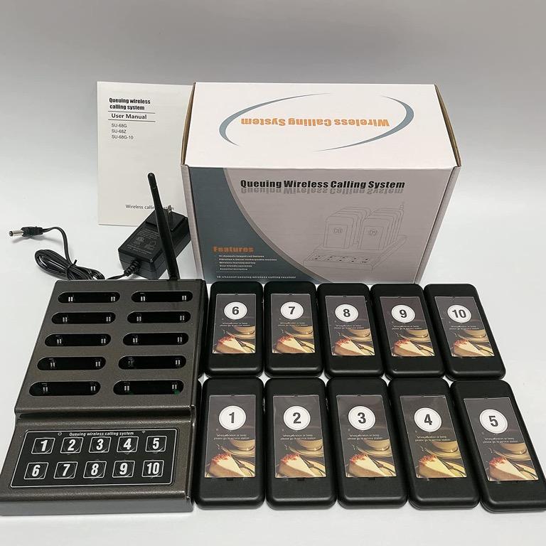 10 Pager buzzers 1 keypad Queue Number Call Wireless Calling System Queue Call Restaurant Paging ...