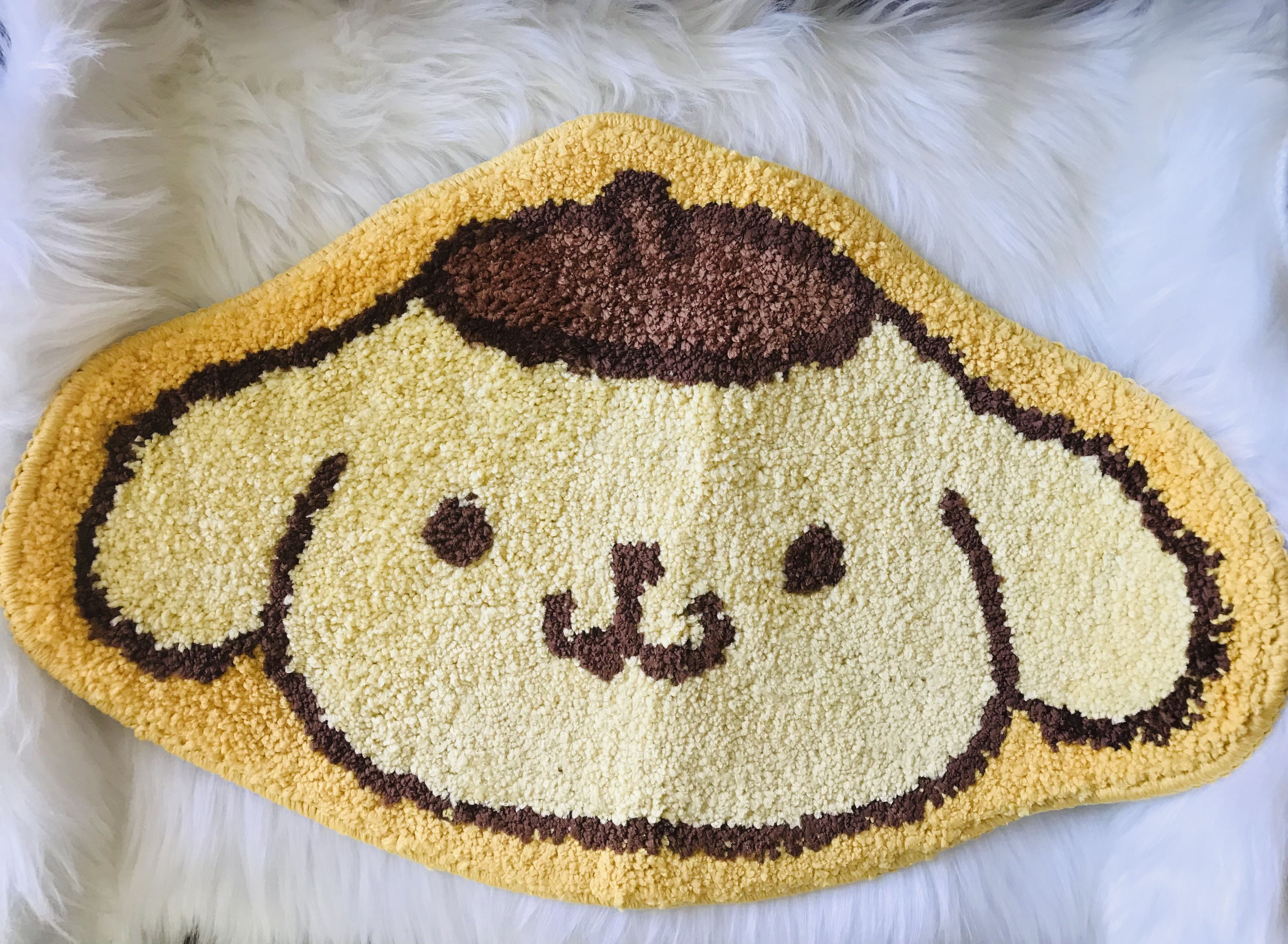 Authentic Sanrio Pompompurin Curly Die-cut Indoor Mat, Furniture & Home ...