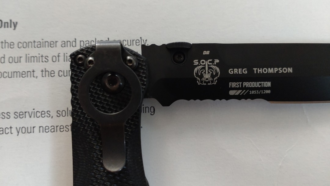 Benchmade SOCP D2 steel G10 scales, Sports Equipment, Hiking & Camping ...