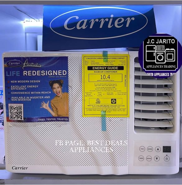 CARRIER AURA NON INVERTER REMOTE WINDOW TYPE AIRCON ON SALE, TV & Home ...