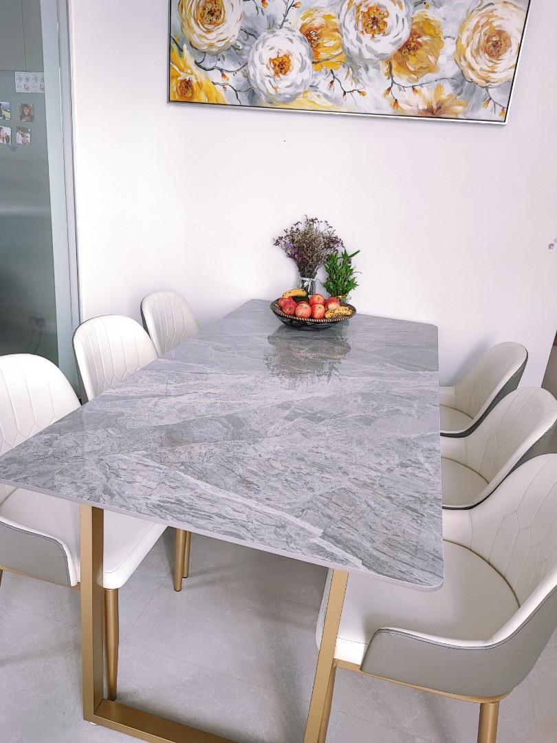 compressed marble dining table, Furniture & Home Living, Furniture ...