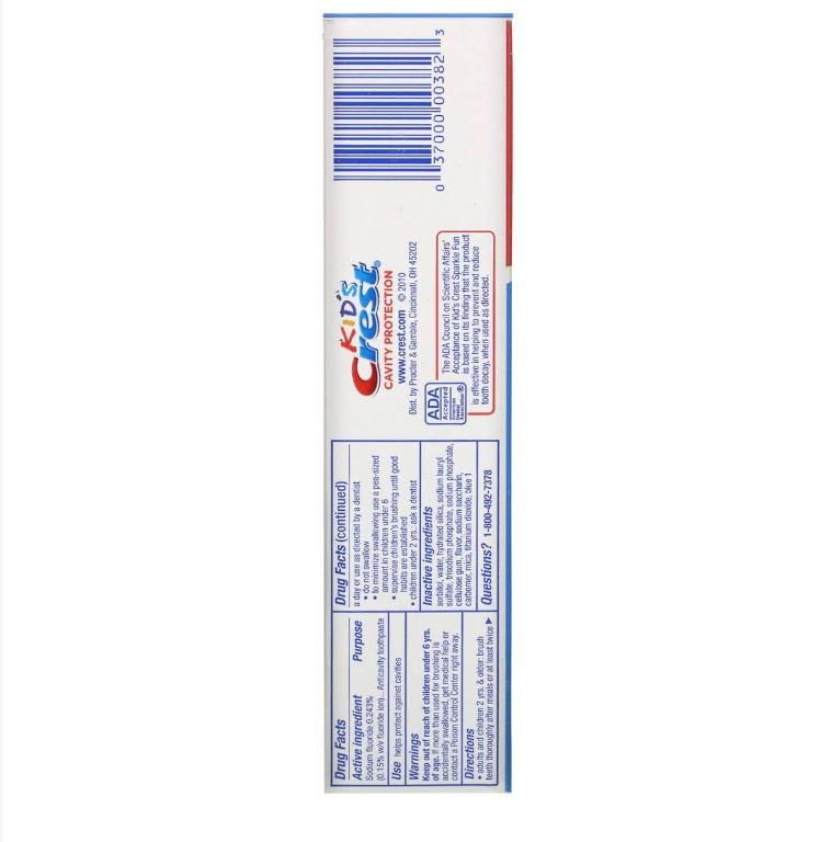 Crest Kids Toothpaste Cavity Protection 100ml, Babies & Kids, Bathing ...