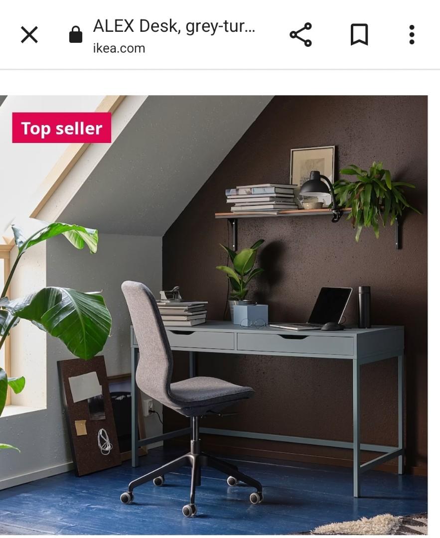 Ikea Alex office desk (Grey), Furniture & Home Living, Furniture ...