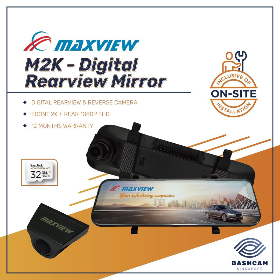 Maxview M2K Digital Rearview Mirror [Product of Singapore] | Mirror ...