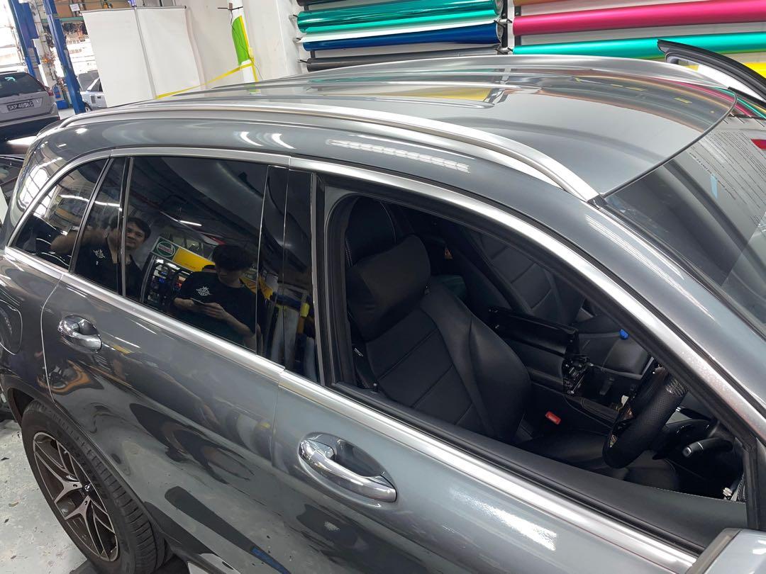 Mercedes GLB car gloss black window trim, handles, roof, roof rail ...