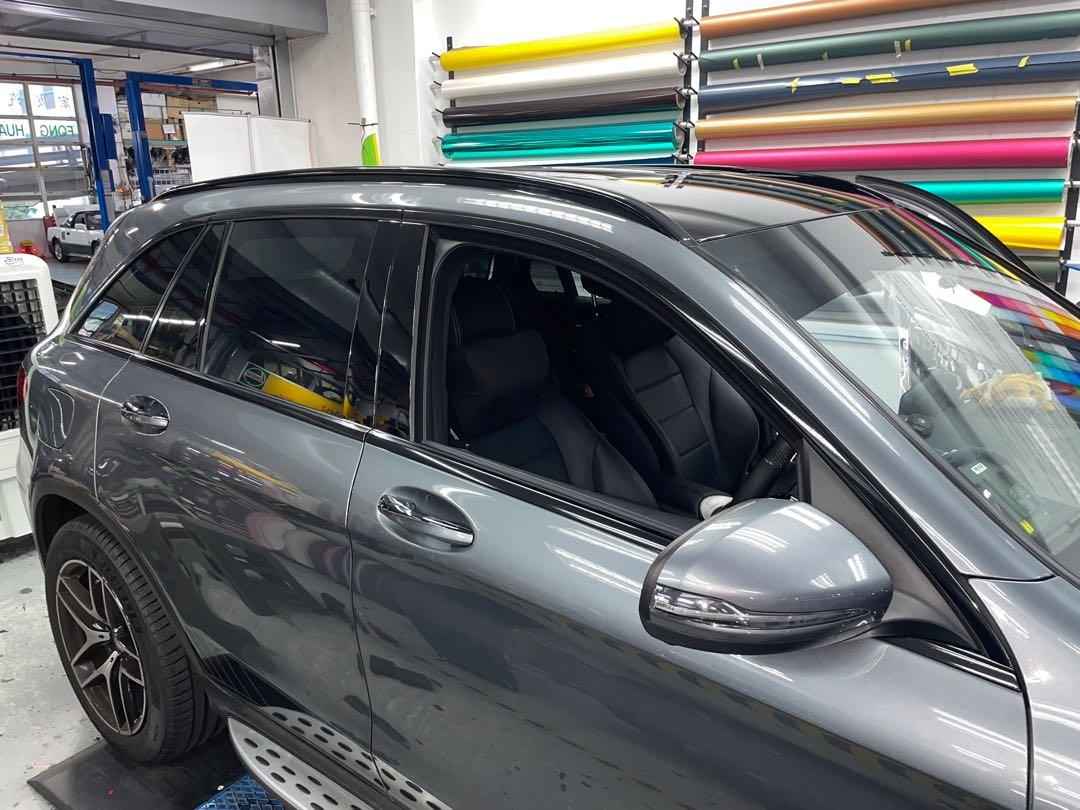 Mercedes GLB car gloss black window trim, handles, roof, roof rail ...