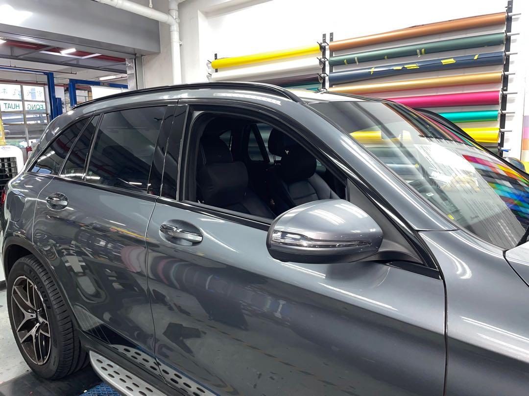 Mercedes GLB car gloss black window trim, handles, roof, roof rail ...