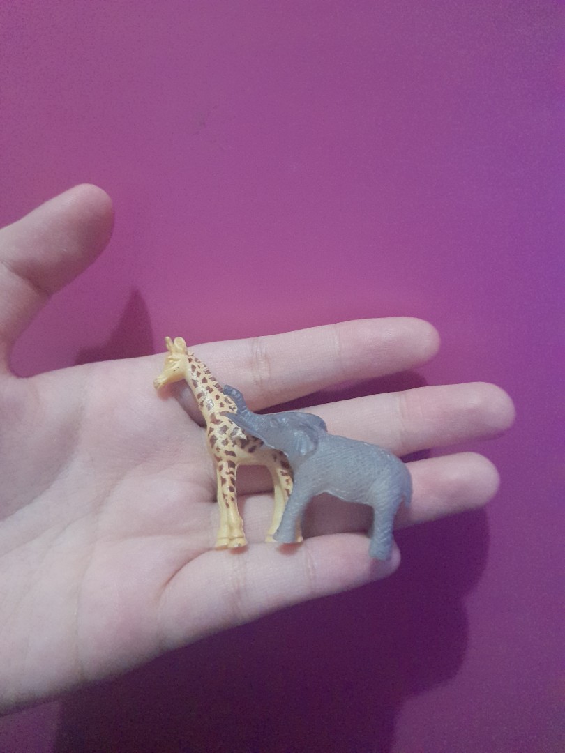 Mini figurine plastic giraffe and elephant bundle set of 2 kids ...