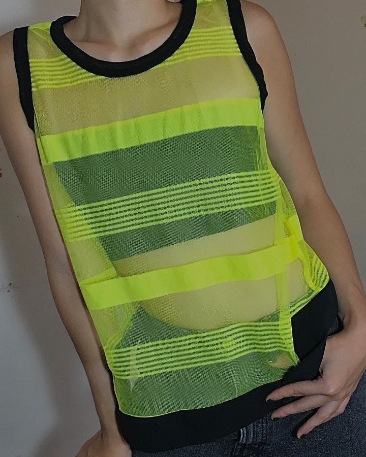 Neon Yellow See-Through Top, Women's Fashion, Swimwear, Bikinis ...