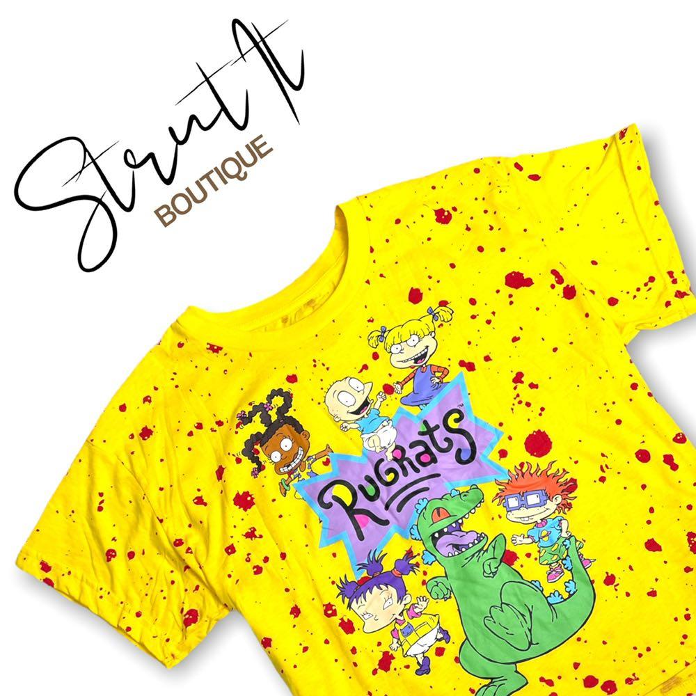 RUGRATS SPLATTER YELLOW SEMI-CROP, Women's Fashion, Tops, Shirts on ...