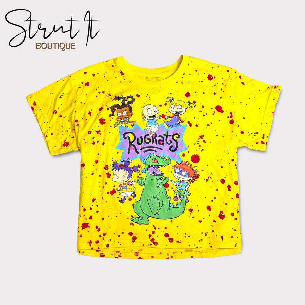 RUGRATS SPLATTER YELLOW SEMI-CROP, Women's Fashion, Tops, Shirts on ...