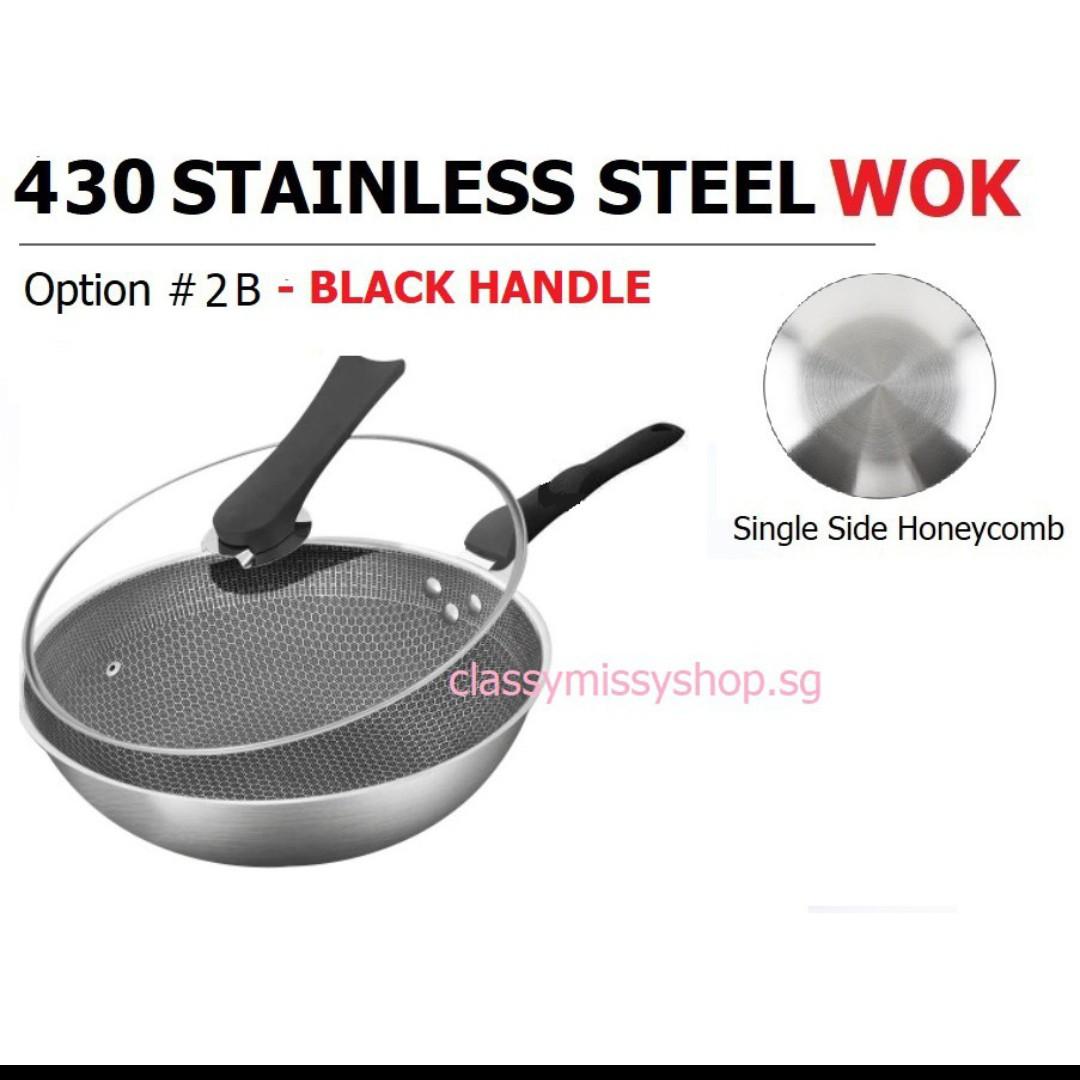 32cm Stainless Steel Wok - Honeycomb Non Stick Frying Pan, Furniture ...