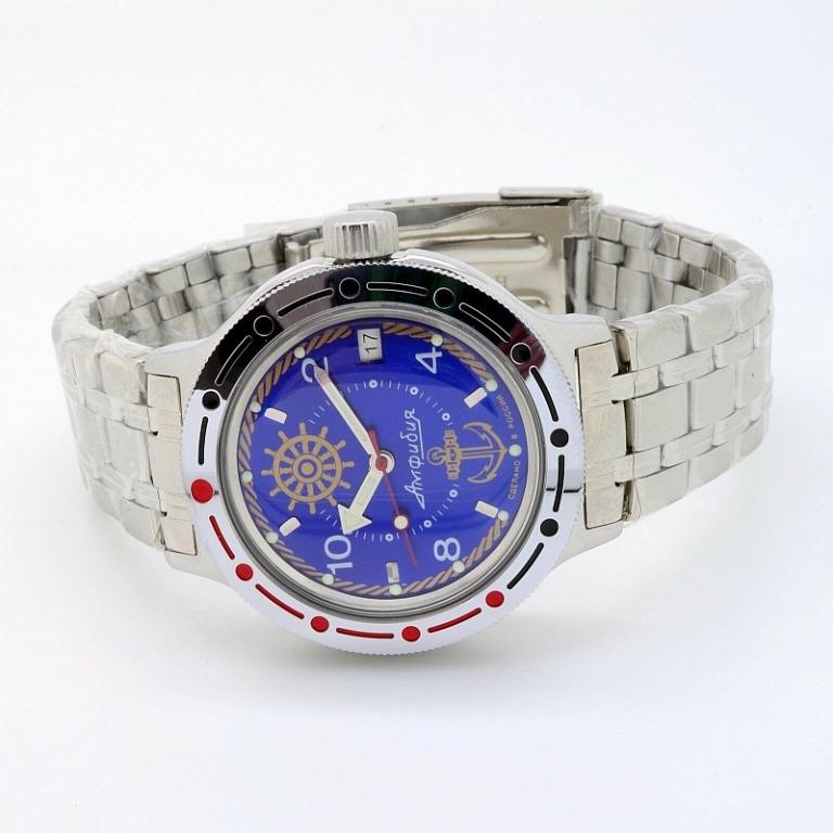 Vostok Amphibia 420 Case Blue Dial 200m Diver Watch Zissou, Men's ...