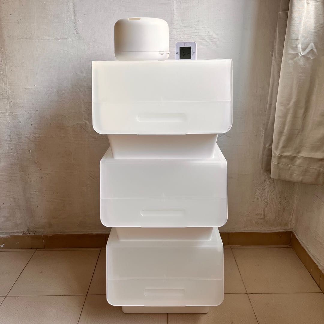 35L Stackable Storage Box with Front Opening, Furniture & Home Living ...