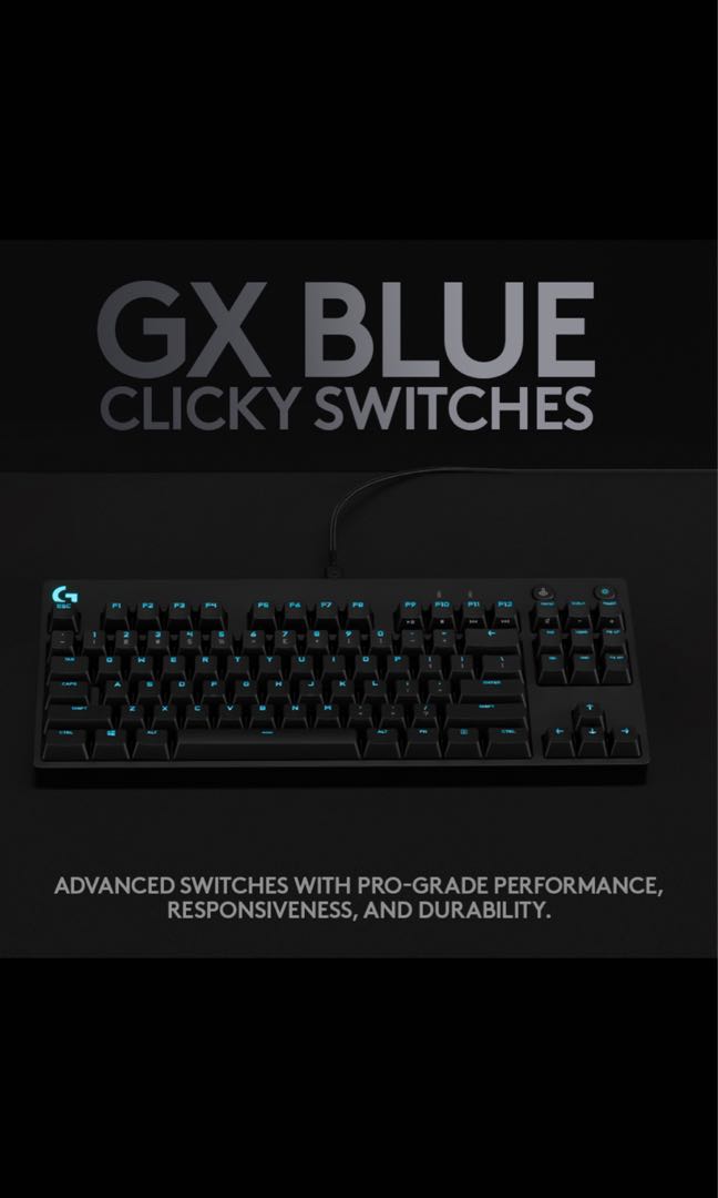 Logitech G Pro Mechanical Lightsync RGB Gaming Keyboard (GX-BLUE CLICKY ...