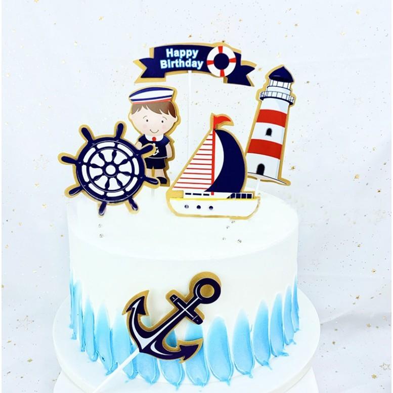 BRANDNEW 6pcs SEAMAN SAILOR THEME BIRTHDAY CAKE TOPPER SET, Hobbies ...