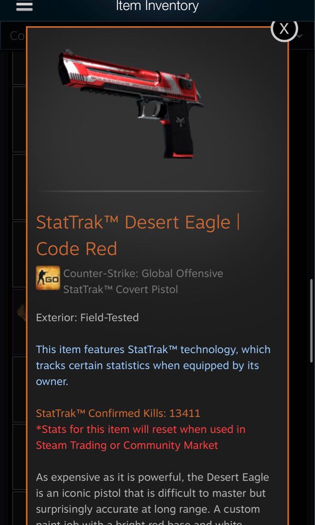 CS:GO Stat Track Code red Deagle FT, Video Gaming, Gaming Accessories ...