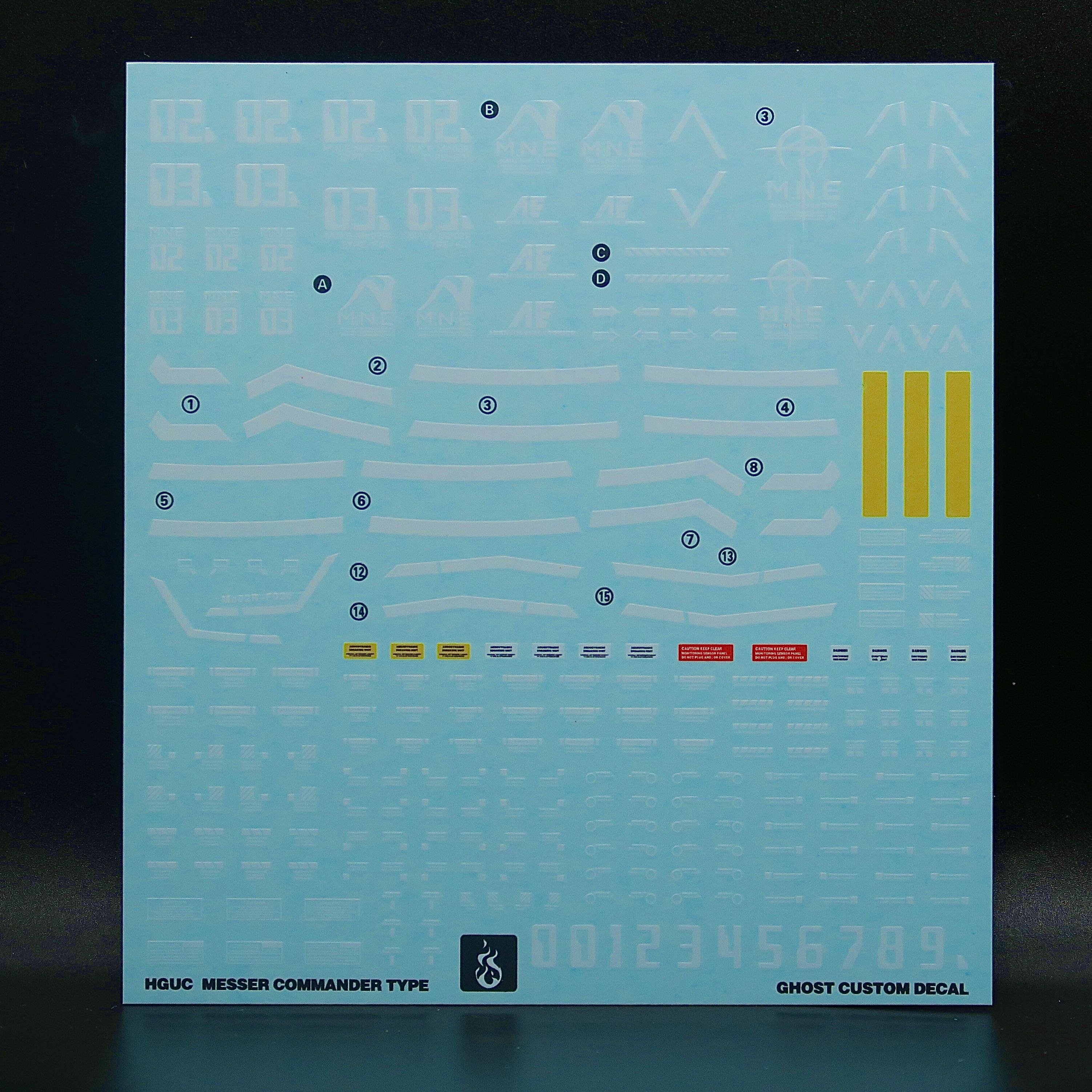 HGUC Messer Type F02 Commander Type Gundam neon decal 梅薩 F02型 指揮官型 螢光高達 ...