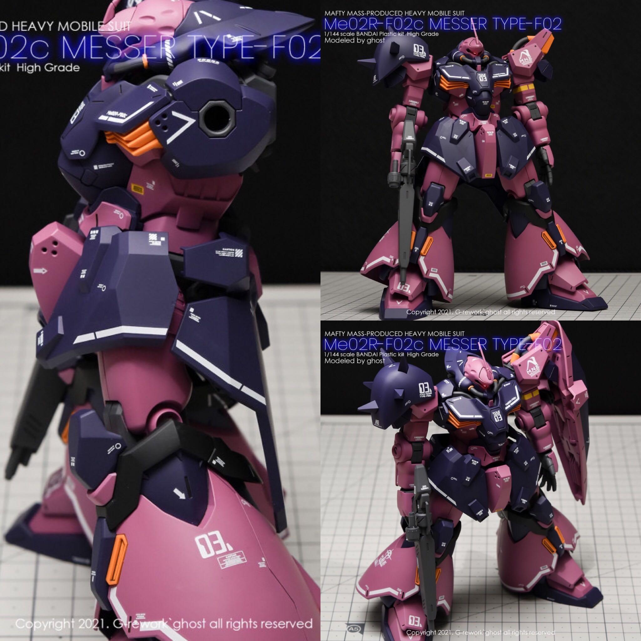 HGUC Messer Type F02 Commander Type Gundam neon decal 梅薩 F02型 指揮官型 螢光高達 ...