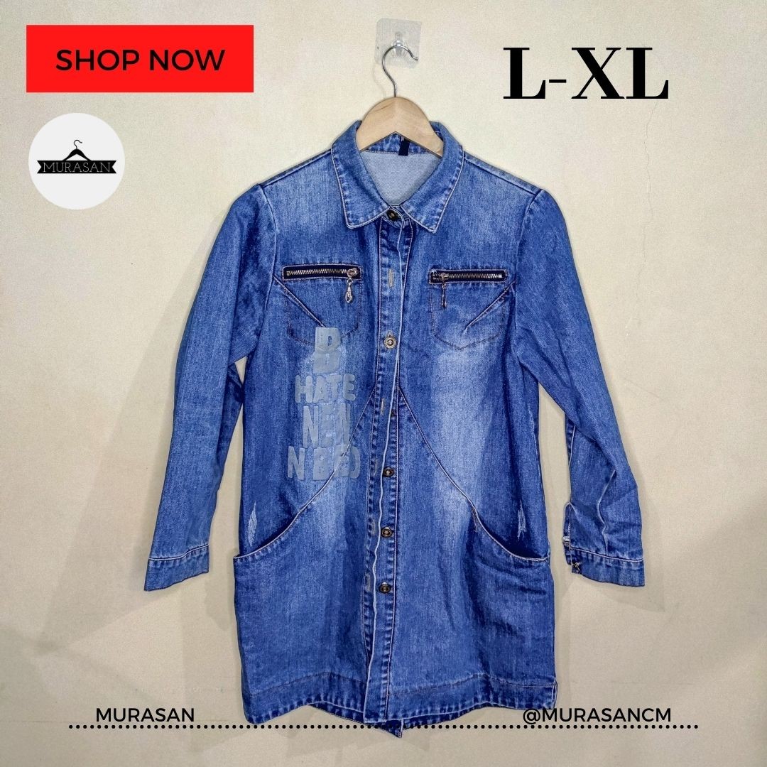 Plus Size Korean Denim Maong Dress, Women's Fashion, Coats, Jackets and ...
