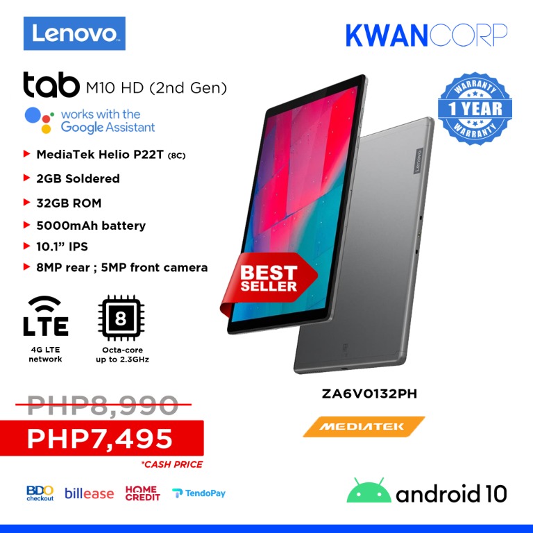 Lenovo Tab M10 HD 2nd Gen ZA6V0132PH MediaTek Helio P22T 2GB RAM 32GB ...