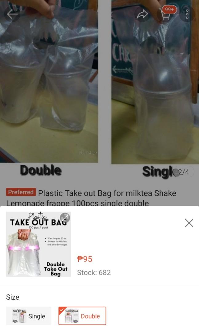 Milk Tea Carry Takeout Bag Single and Double, Food & Drinks, Beverages ...