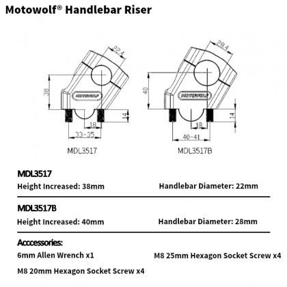 Motowolf handlebar riser/ heightening, Motorcycles, Motorcycle Accessories on Carousell