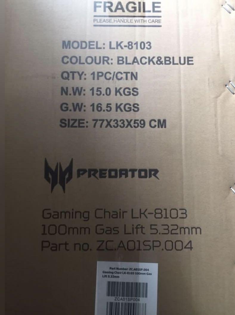 Predator Gaming Chair Black/Blue, Furniture & Home Living, Furniture ...