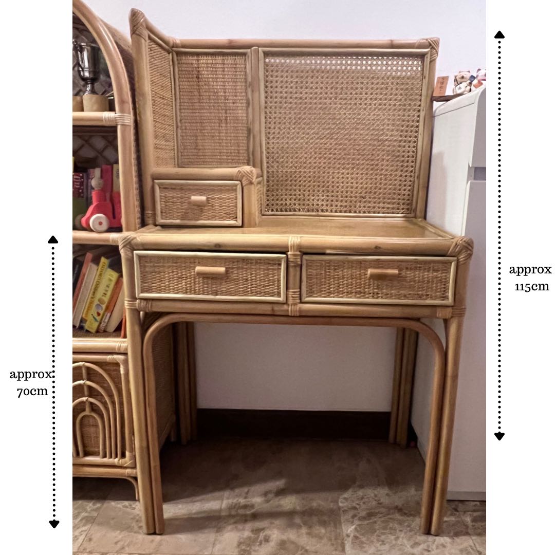 Rattan study Table and Chair, Furniture & Home Living, Furniture ...