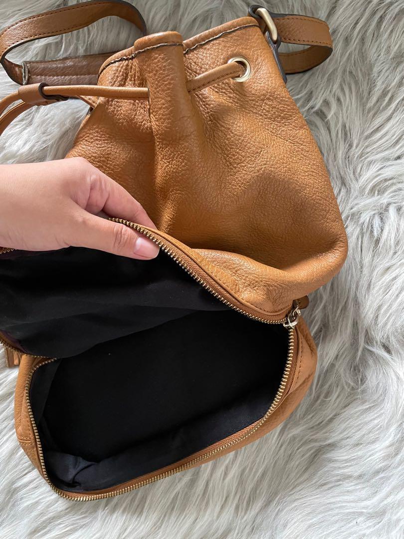 Saba Brown Leather Bucket Bag, Women's Fashion, Bags & Wallets ...