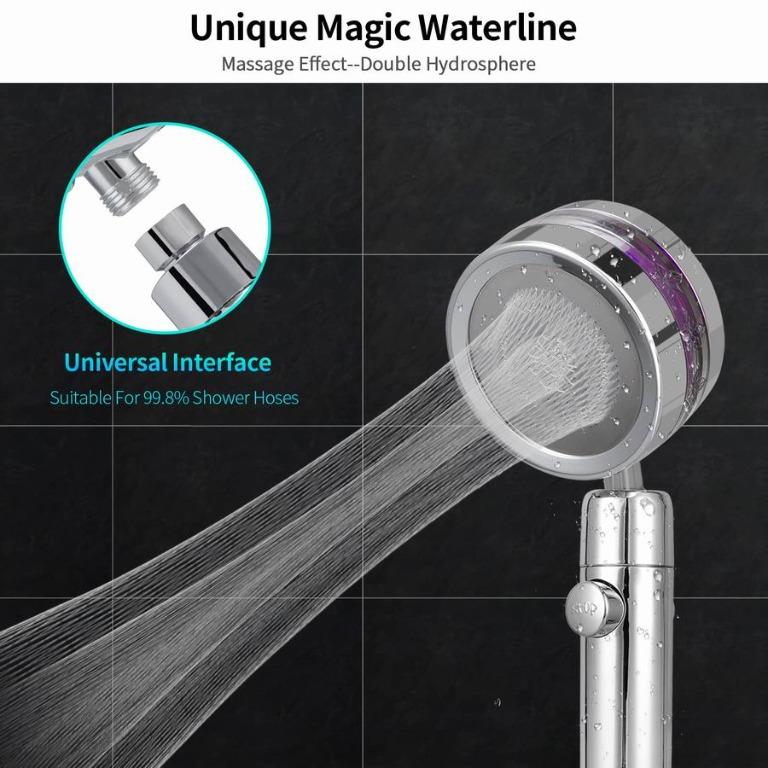 【sg Seller】high Pressure Turbocharged Shower Head Built In Turbo Fan