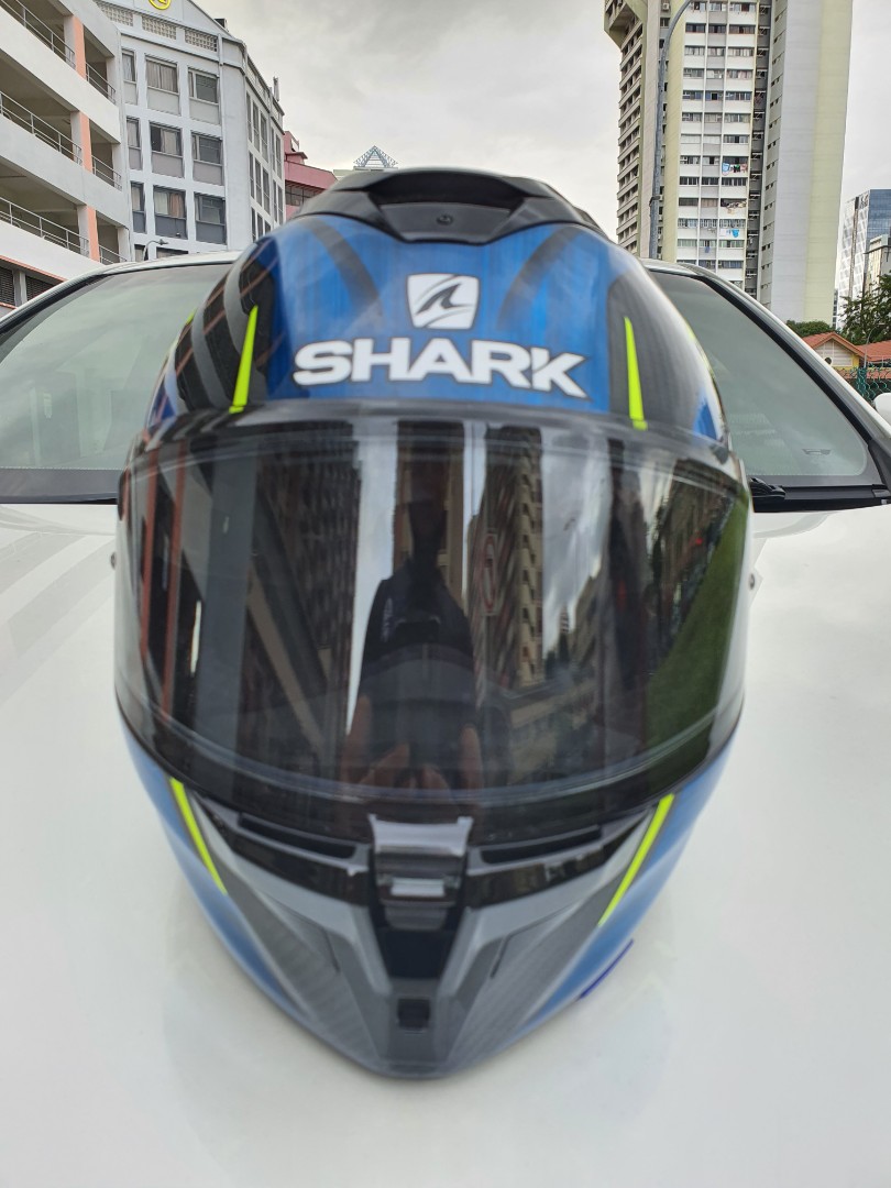 SHARK HELMET Shark Spartan GT Carbon Kromium Chrome Blue Helmet ...