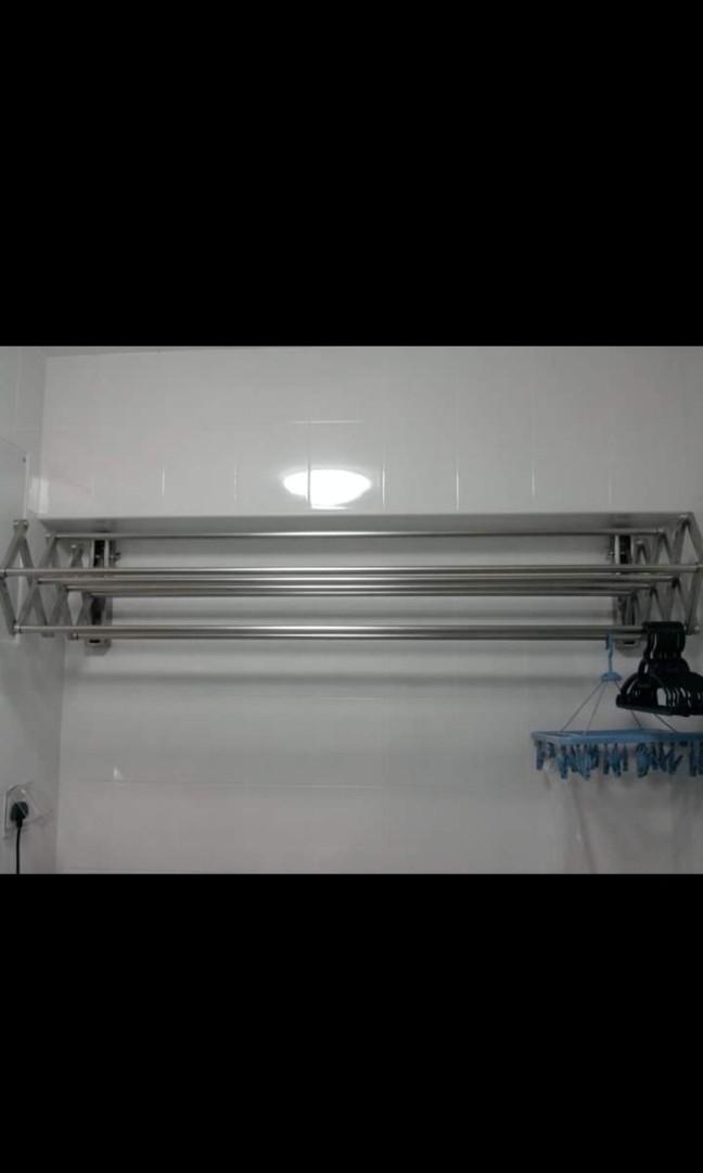 Full solid stainless steel clothes laundry drying bars pole rack (pull ...