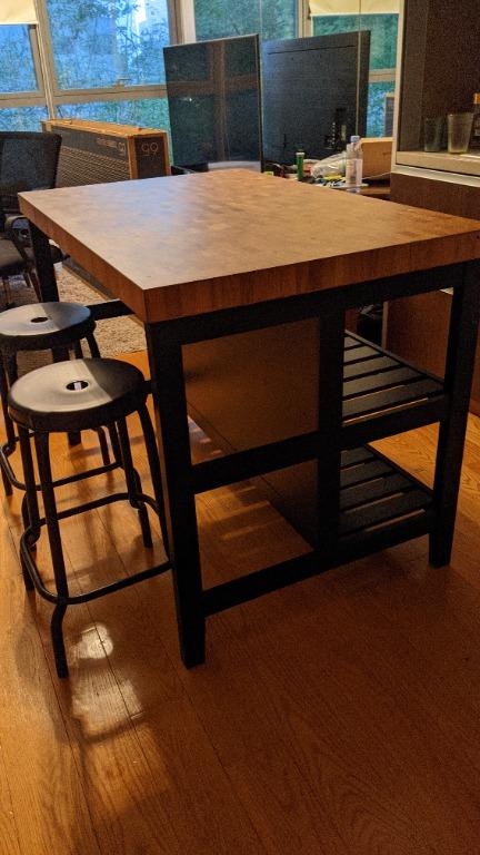 VADHOLMA IKEA Kitchen Island + 2 Stools, Furniture & Home Living ...