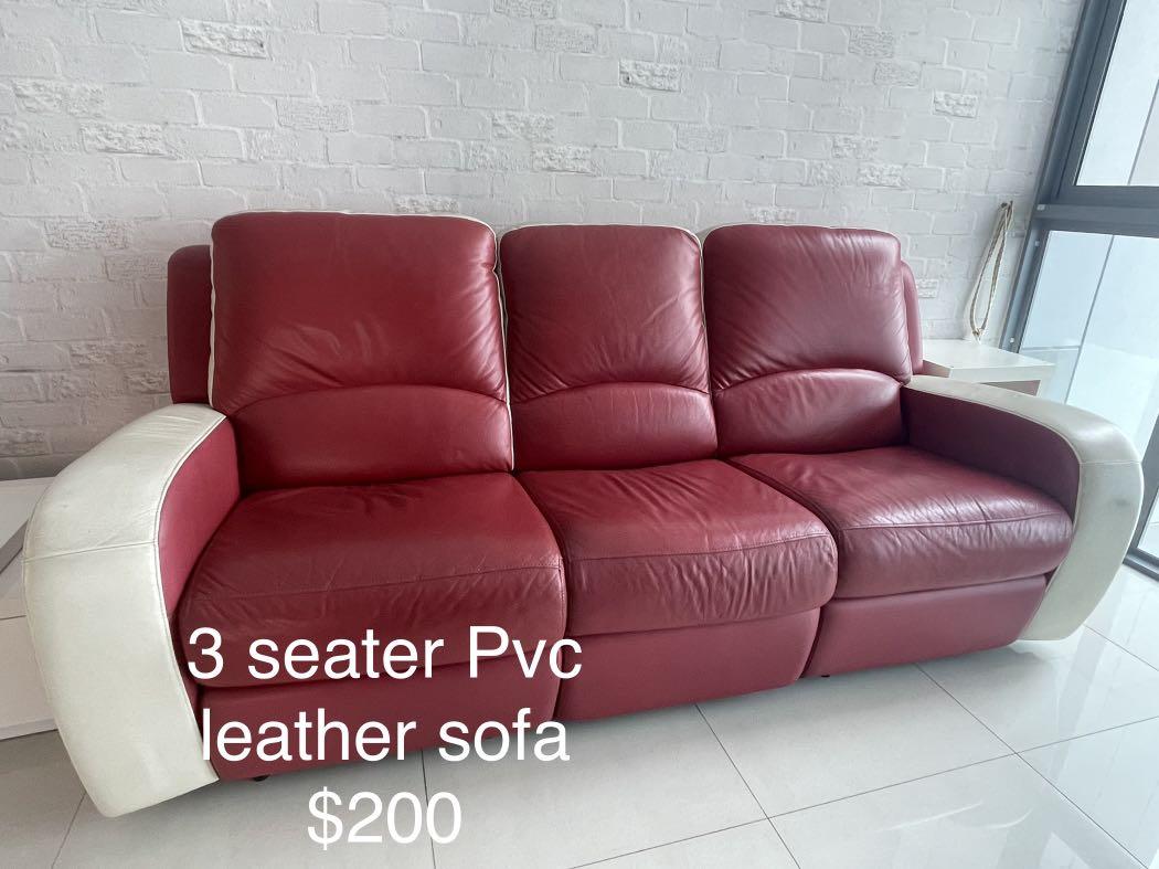 3 Seater pvc leather Sofa, Furniture & Home Living, Furniture, Sofas on ...