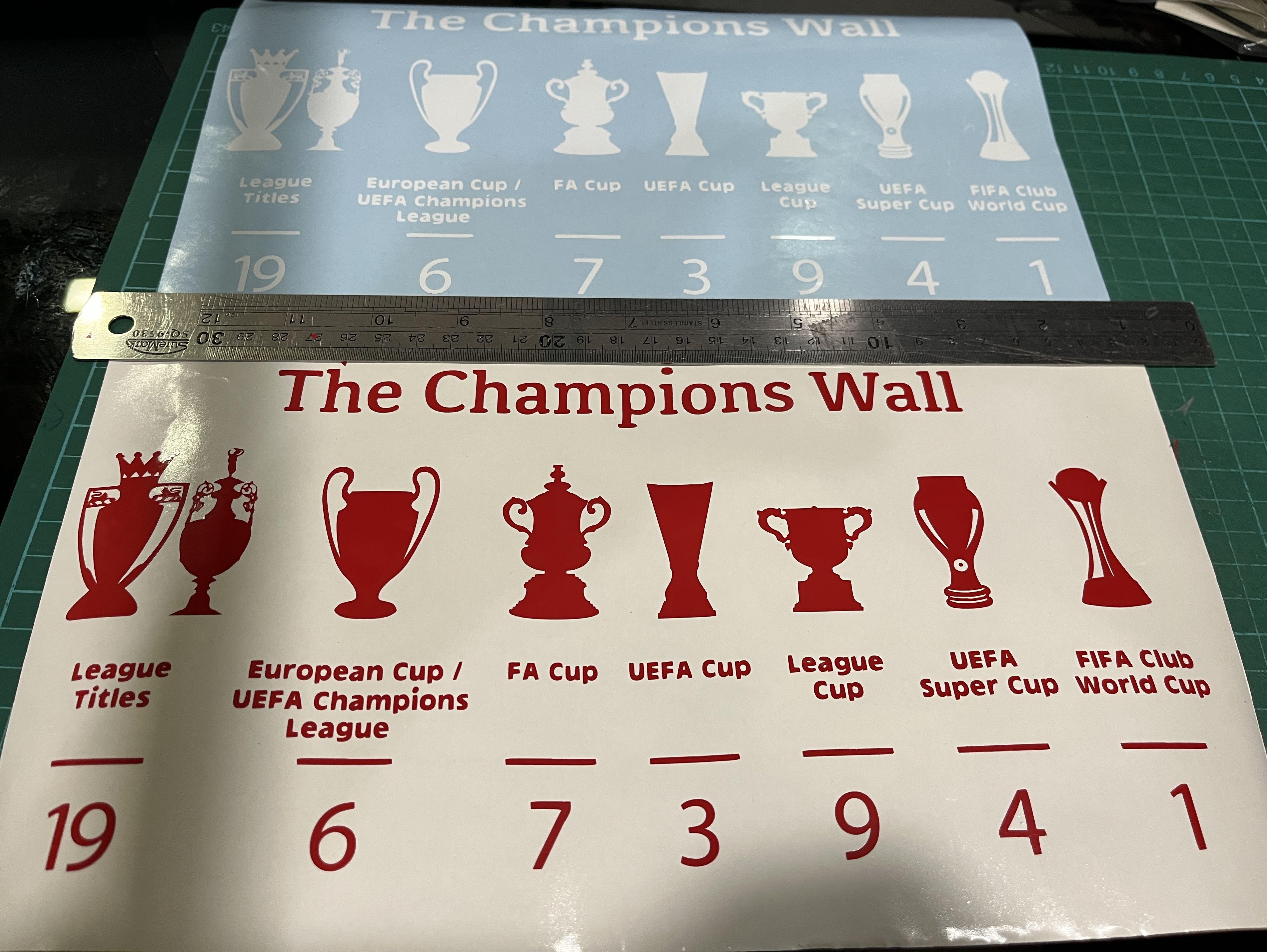 Liverpool The Champions Wall Decal / Sticker * Updated league Cup 9 ...