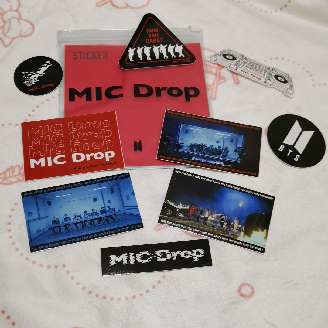 BTS 防彈少年團 Pop up store Mic Drop 貼紙 STICKERS, 興趣及遊戲, 收藏品及紀念品, 韓流 - Carousell