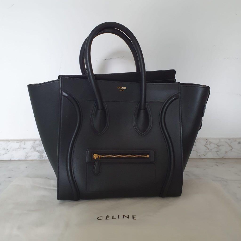 Celine Paris Tote Bag Black Leather, Women's Fashion, Bags & Wallets ...