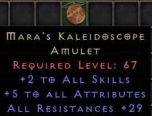 Diablo 2 Resurrected Mara's Kaleidoscope 29 All Resist (Amulet), Video ...