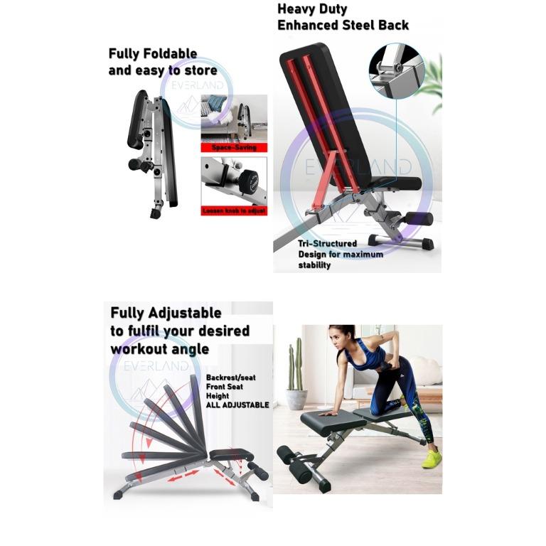 Foldable Workout Bench/ Multi Purpose Home Gym Bench/ Flat Workout ...