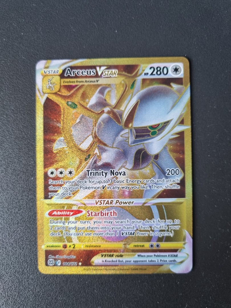 GOLD ARCEUS VSTAR Pokemon TCG Brilliant Stars, Hobbies & Toys, Toys ...