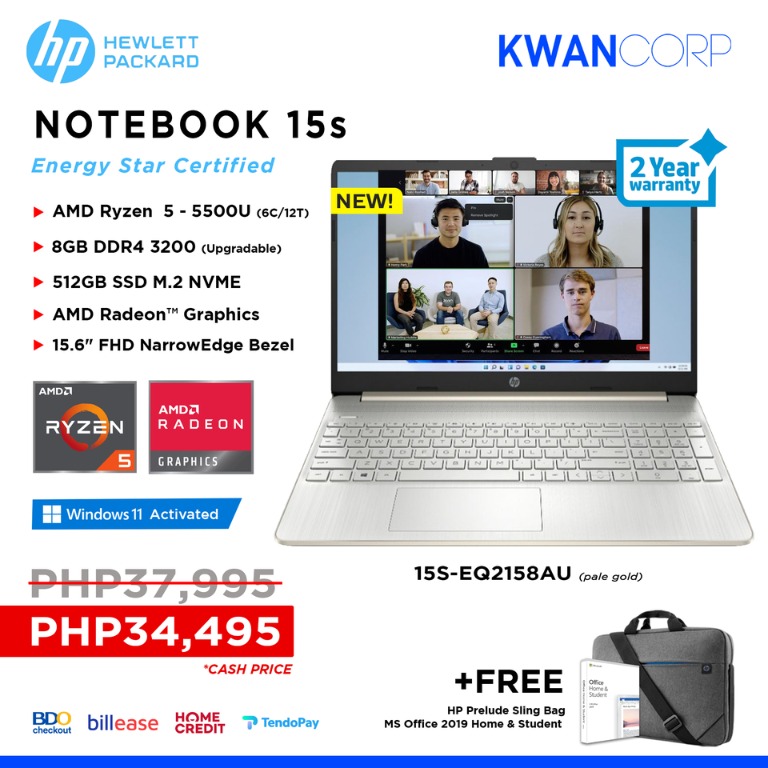 HP Notebook 15S-EQ2158AU AMD Ryzen 5 - 5500U 8GB RAM AMD Radeon ...