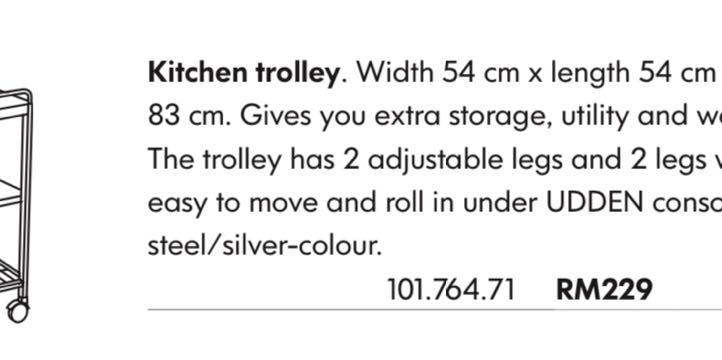 Kitchen Trolley ikea udden metal rack shelf, Furniture & Home Living ...